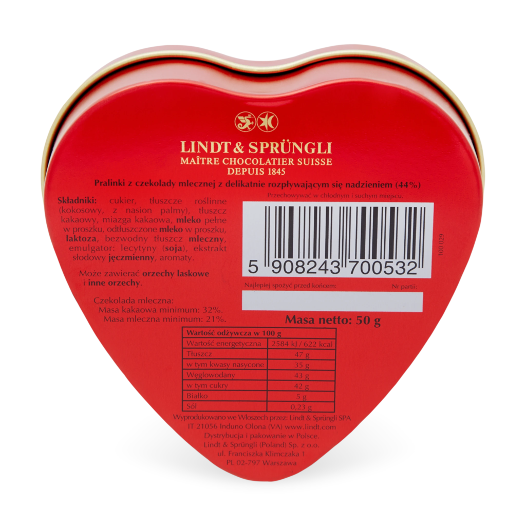Bombonierka serce Lindt Lindor Milk 50g - Sklep Szafirowy Prezent